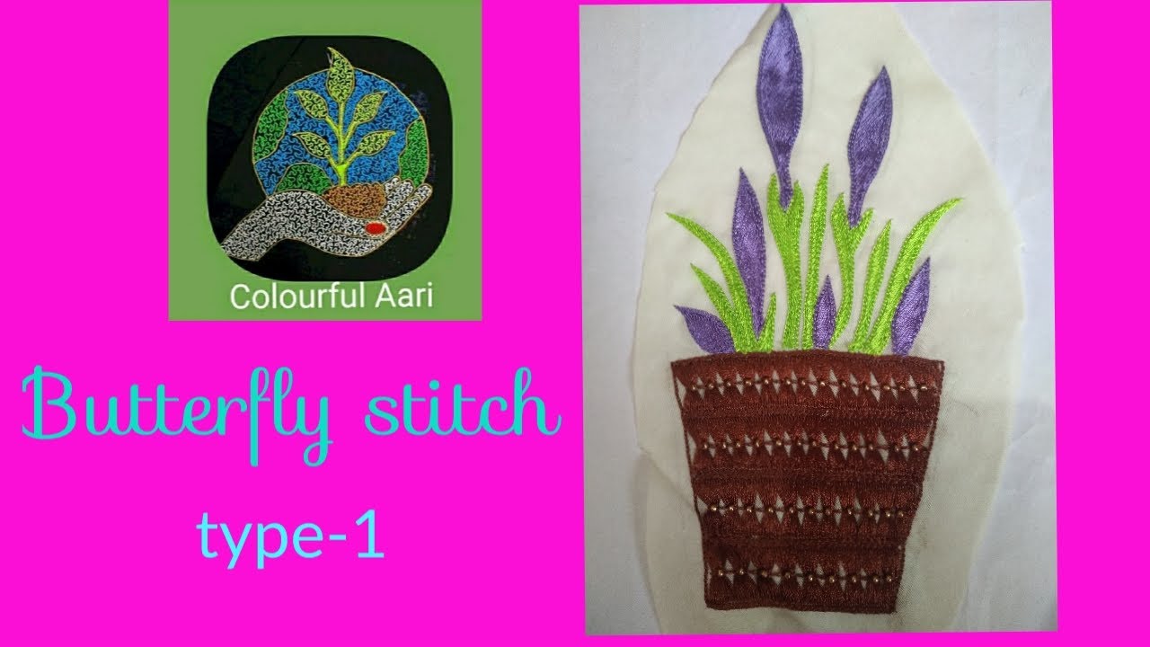 Aari work Class-23.How to stitch aari embroidery 🦋 Butterfly stitch ...