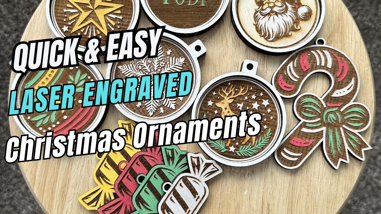 Laser Engraving Wooden Christmas Ornaments Using Lightburn - YouTube