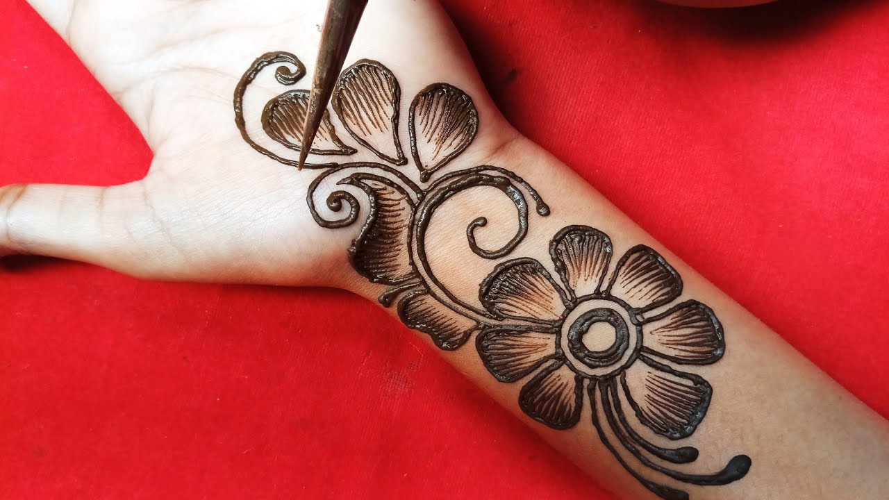 Full hand shaded arabic mehndi design || Very easy mehandi design ...