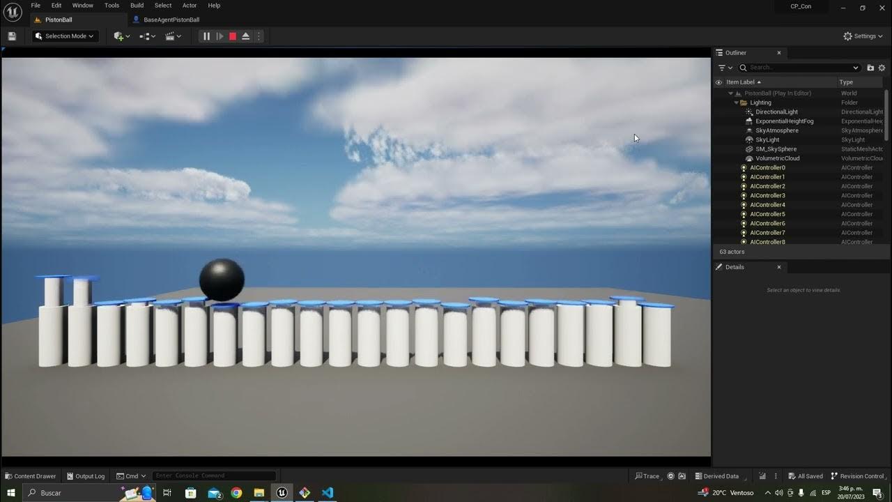Experimental multiagents with Reinforcement Learning in Unreal Engine - Cartpole experiment ...