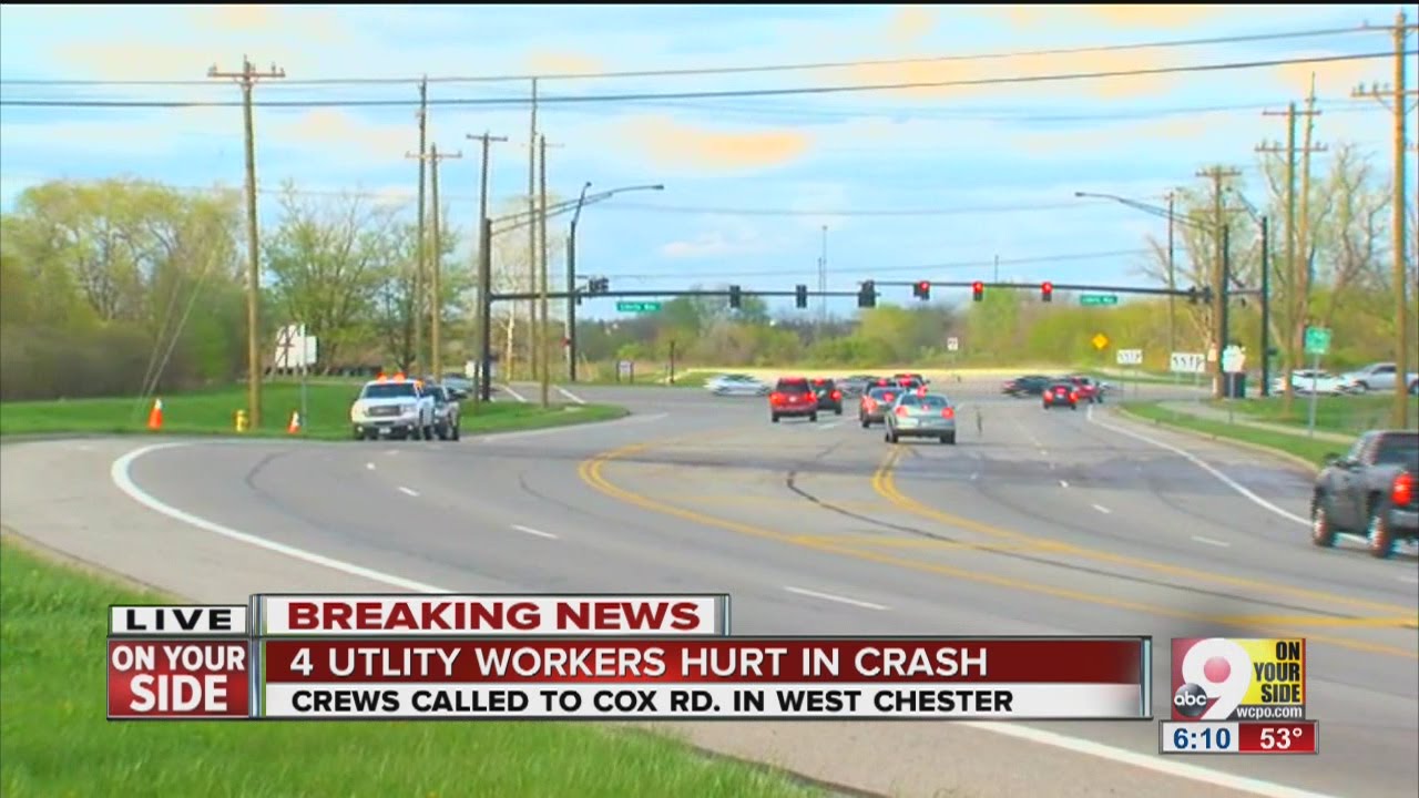 4 utility workers hurt in crash - YouTube