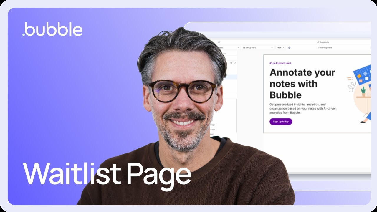 Build a waitlist page: Bubble basics for AI builders (Lesson 2.6) - YouTube