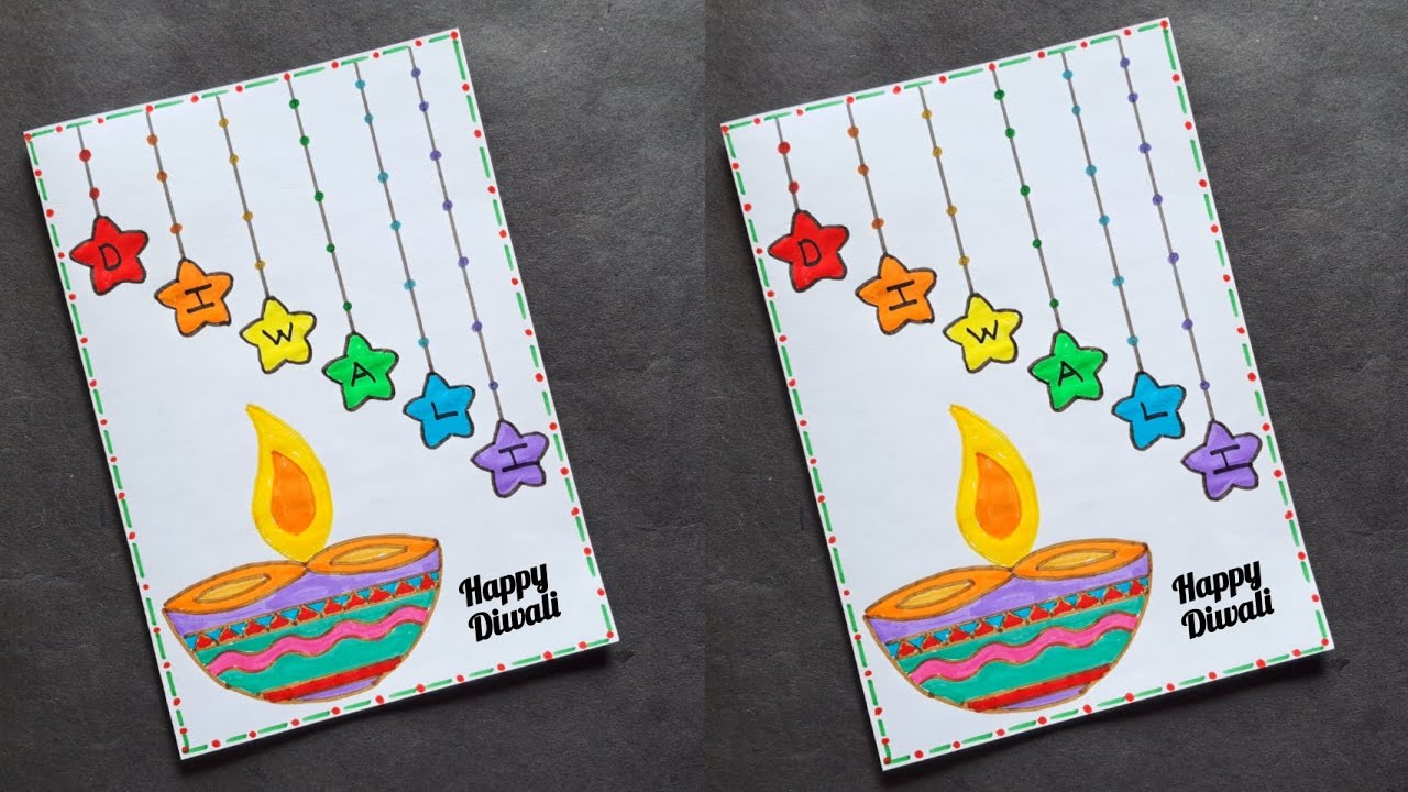 Easy Diwali card | Easy Diwali Card for School competition | Diy Diwali ...