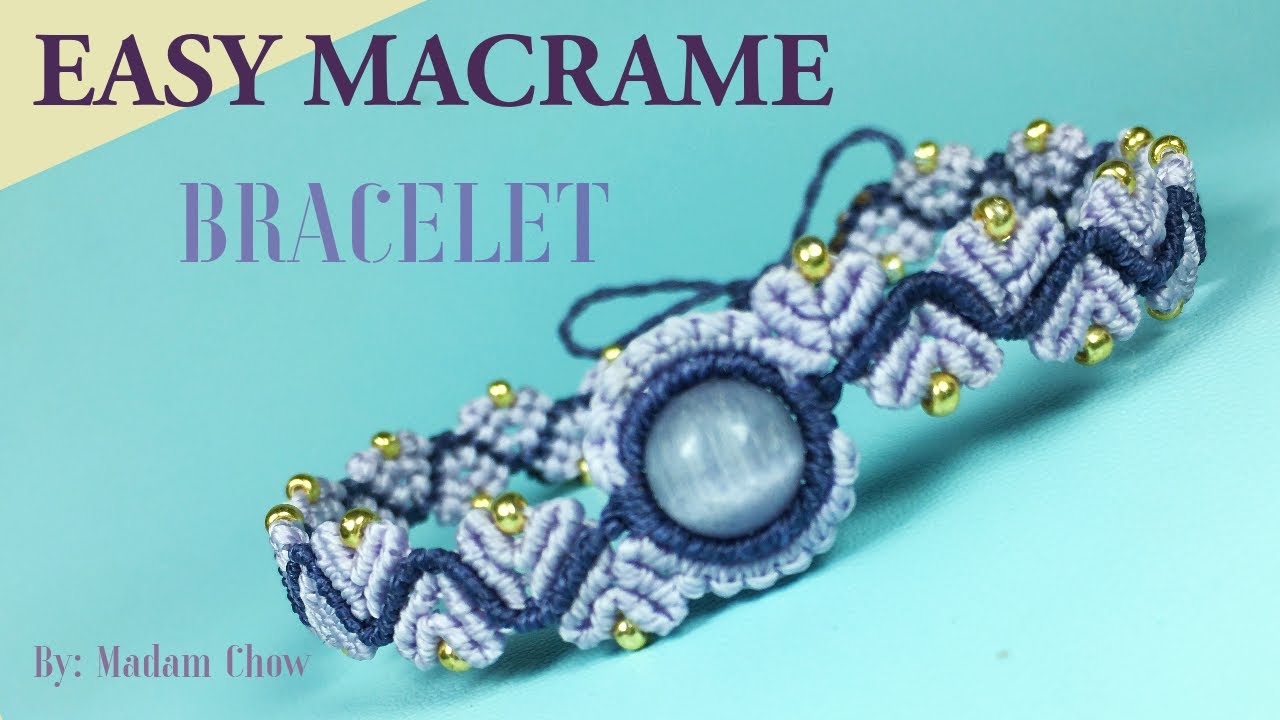 How To Macrame Cute Little Heart Bracelet With Beads - YouTube