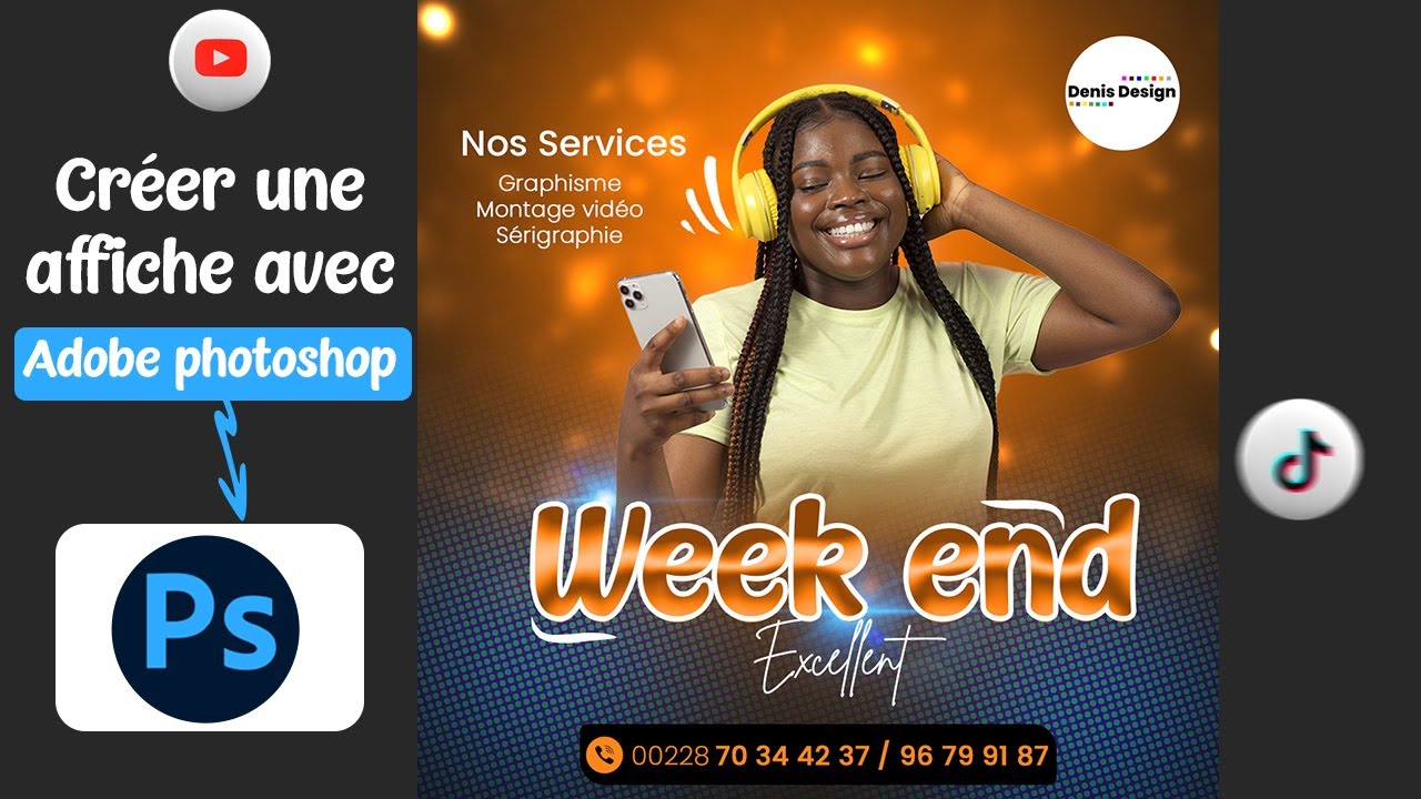 Comment réaliser une affiche facile en 15 minutes sur Photoshop - YouTube