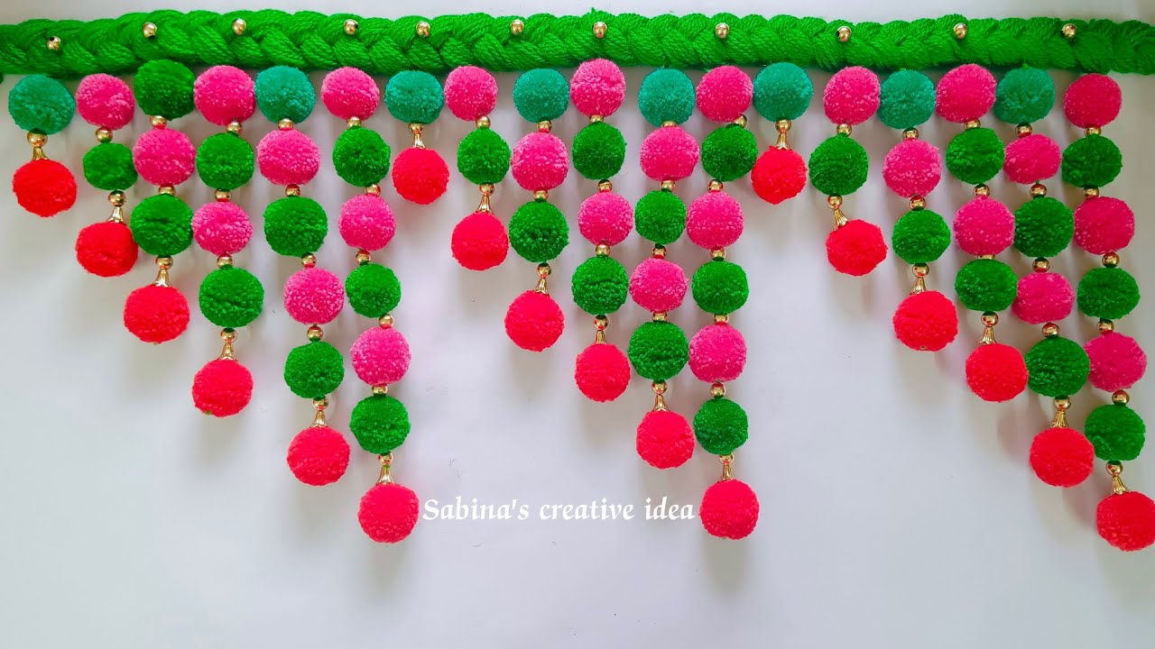 Easy Pom Pom Door Curtain Making With Woolen/ Woolen Door Hanging Taron ...