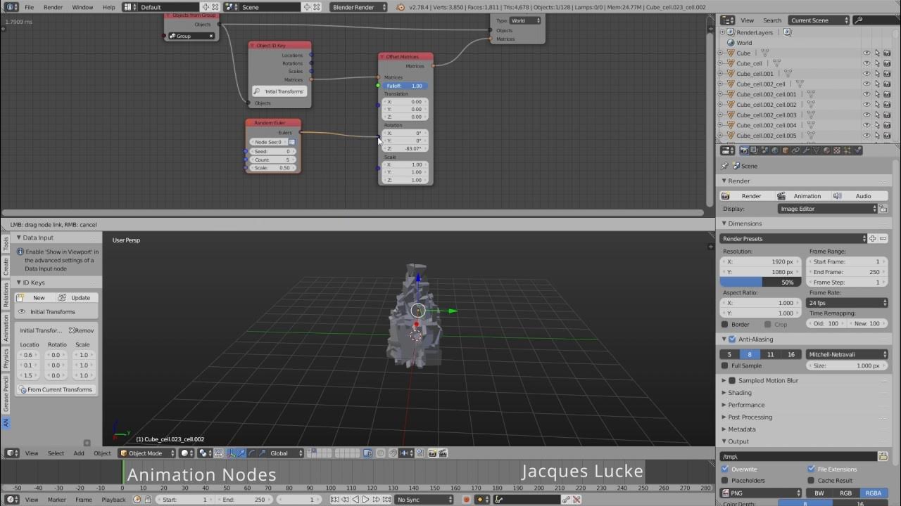 Experiment with Animation Nodes and Cell Fracture [work in progress ...