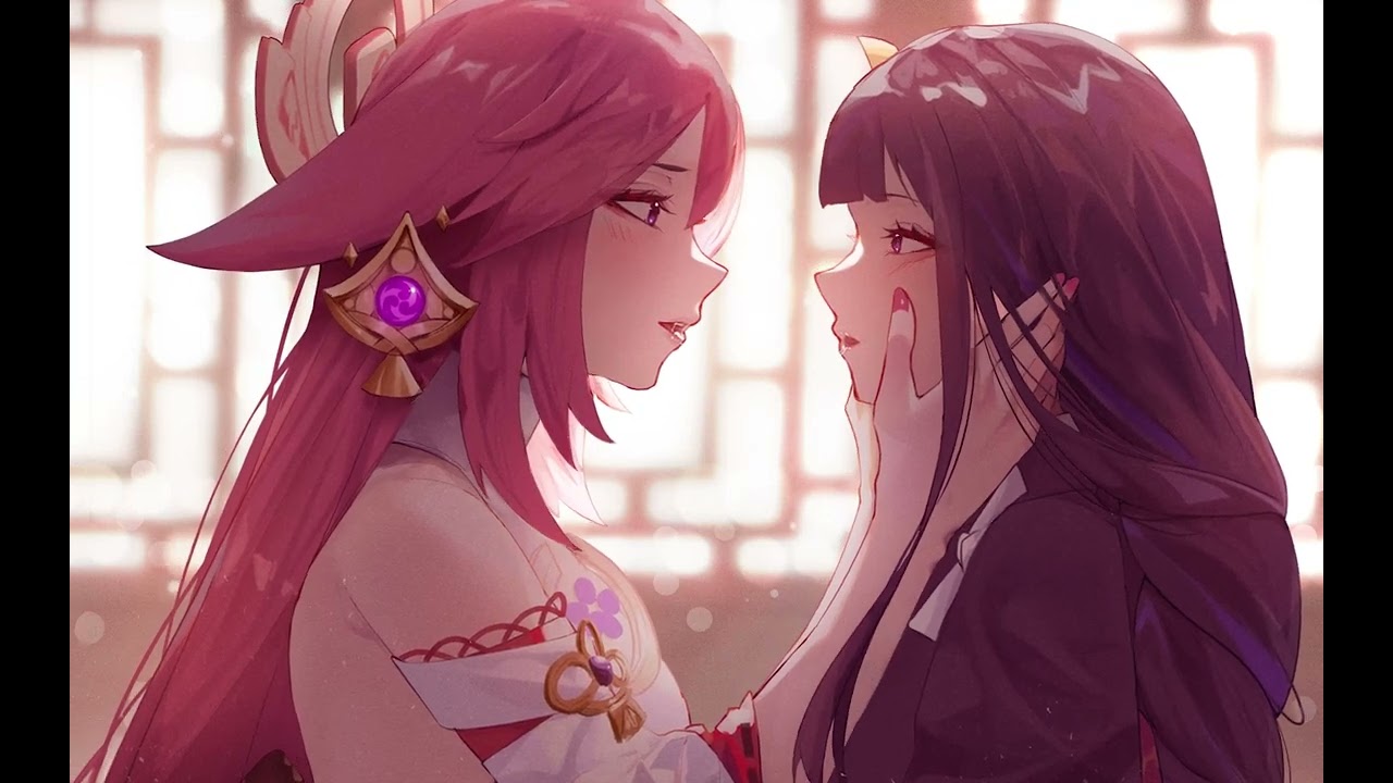 Genshin Impact Yae Miko And Ei Raiden Shogun Lovely Kiss [ Live
