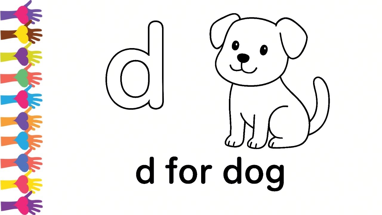 d for dog | alphabet tracing and coloring pages for kids - YouTube