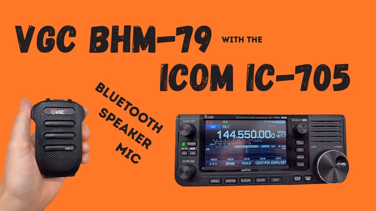 Pairing the VGC BHM-79 Bluetooth speaker mic with the ICOM IC-705 - YouTube