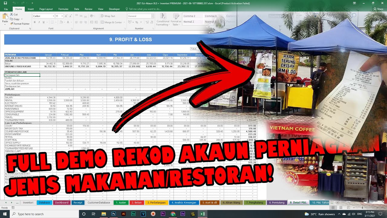 Demo merekod A-Z akaun perniagaan jenis makanan/restoran. - YouTube