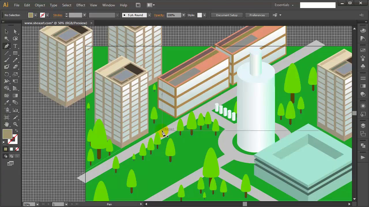 Isometric city - Speed drawing #2 - YouTube