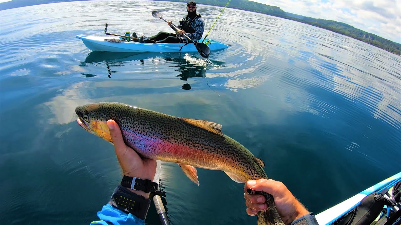 Big trout and MUTANT TROUT, WHY? Lake Taupo NZ #Rainbowtrout #jigging ...