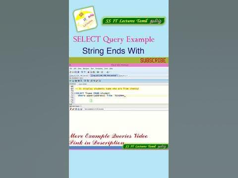 SQL SELECT Query String Pattern End With Oracle Tamil #shorts #dbms #sql #query # ...
