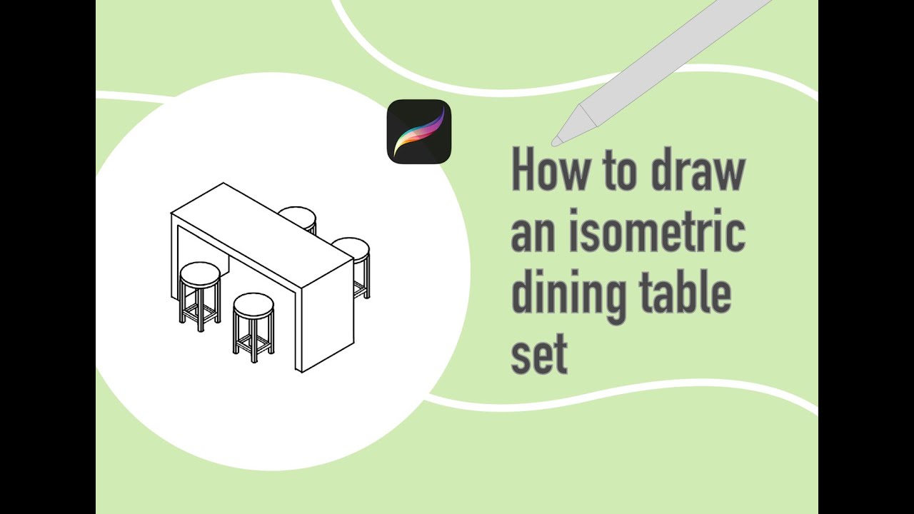 How to draw an isometric dining table set - YouTube