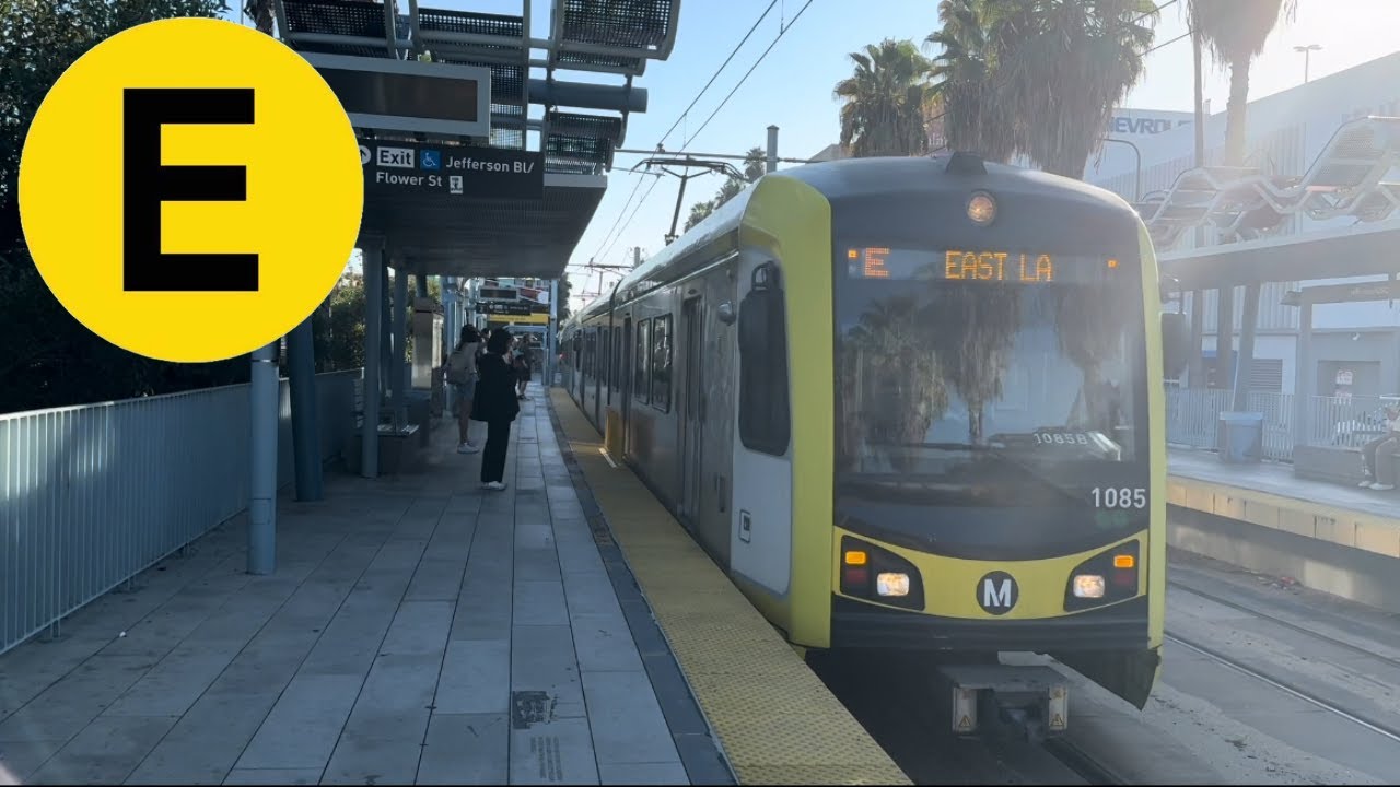 Light Rail Trains of the Jefferson / USC Station | Los Angeles - YouTube