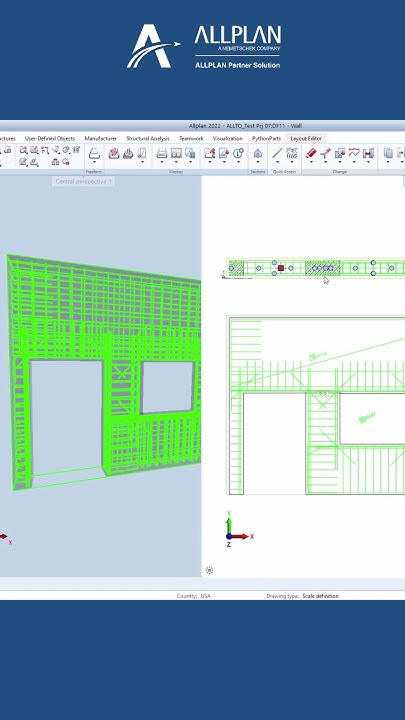 Mesh Additional Rebar Wall Reinforcement Pythonpart In Allplan Youtube