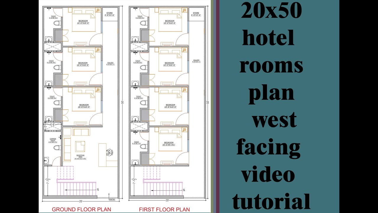20x50 Hotel Rooms Plan ll Ghar ka Naksha ll - YouTube