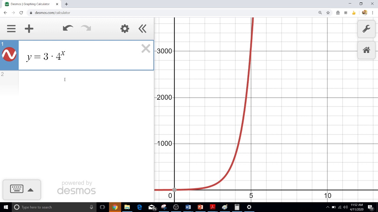 Using Desmos and "Snipping Tool" to graph 3 different exponential ...