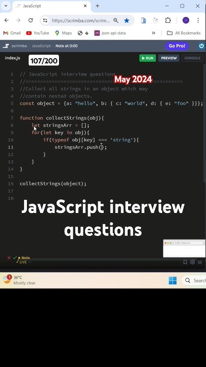 107/200. JavaScript interview questions #softwareengineer #code #coding #javascript # ...