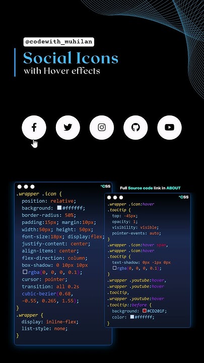 Hover Social Icons Pure CSS...! | #codewith_muhilan #css #coding - YouTube
