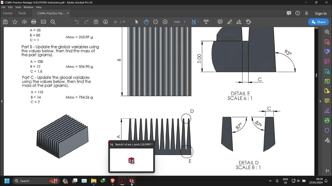 solidworks CSWP/CSWA exam practice section C problem 2 - YouTube