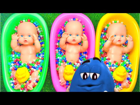 4 Minutes Satisfying Video Mixing Funny Candy ASMR & Make Up in 3 Bathtubs with Magic M&M's Slime