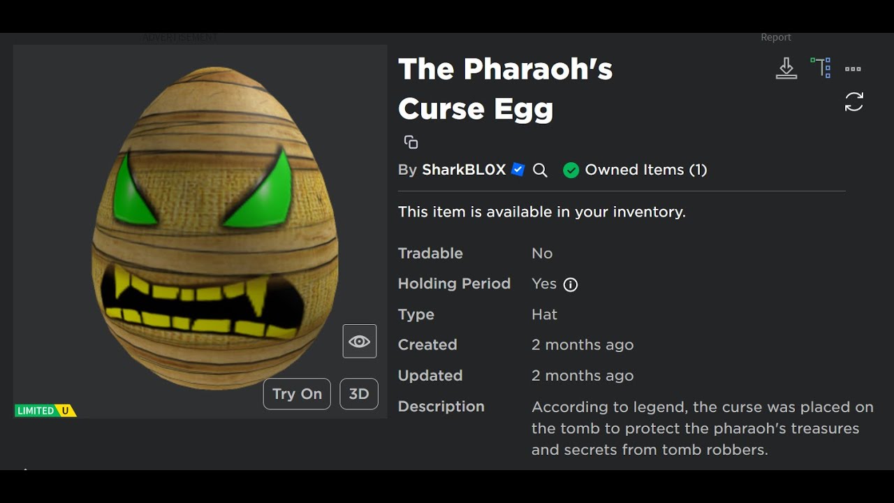 How To Get THE PHARAOH'S CURSE EGG on Roblox! - YouTube