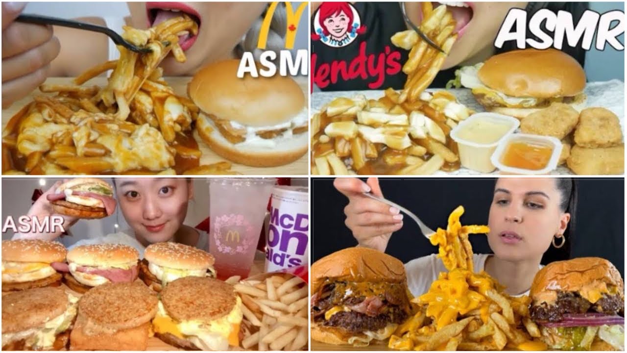 🍔HAMBURGER WITH FRIES｜ASMR mukbang eating compilation. - YouTube