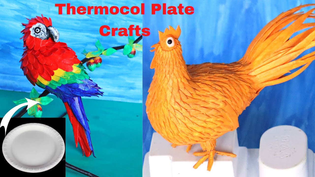 Thermocol Craft Ideas|Thermocol Plate Craft Ideas|Thermocol Bird Making ...