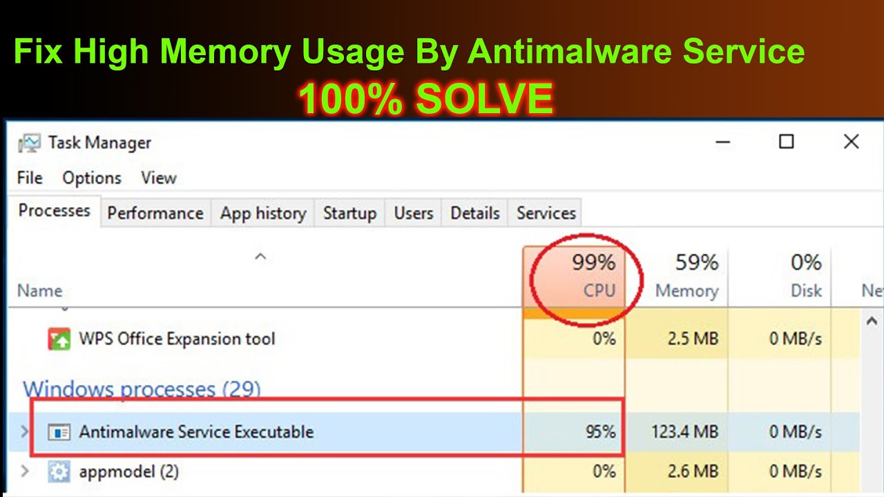 How To Fix High Cpu Memory Usage By Anti Malware Service Youtube