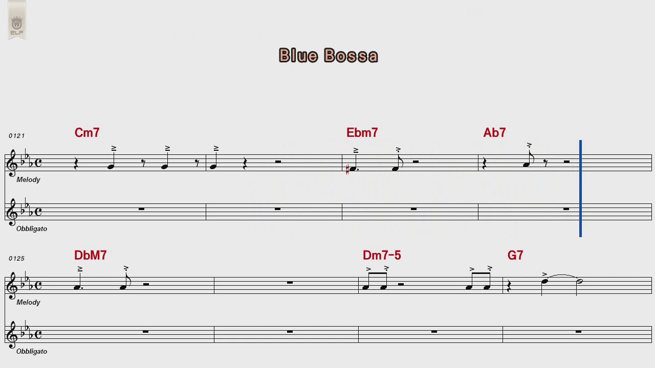 KENNY DORHAM BLUE BOSSA POP Song Score Karaoke - YouTube