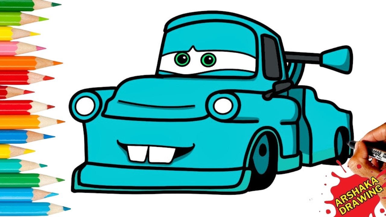 Drawing Tokyo Mater from Disney Pixar Cars Easy Step by Step ...