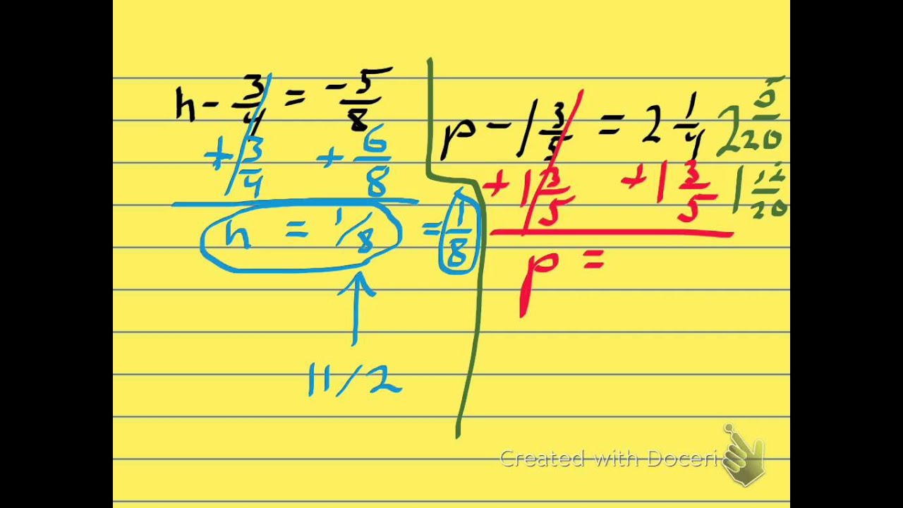 Pre-Algebra, Lesson 5-7: Solving Equations by Adding/Subtracting ...