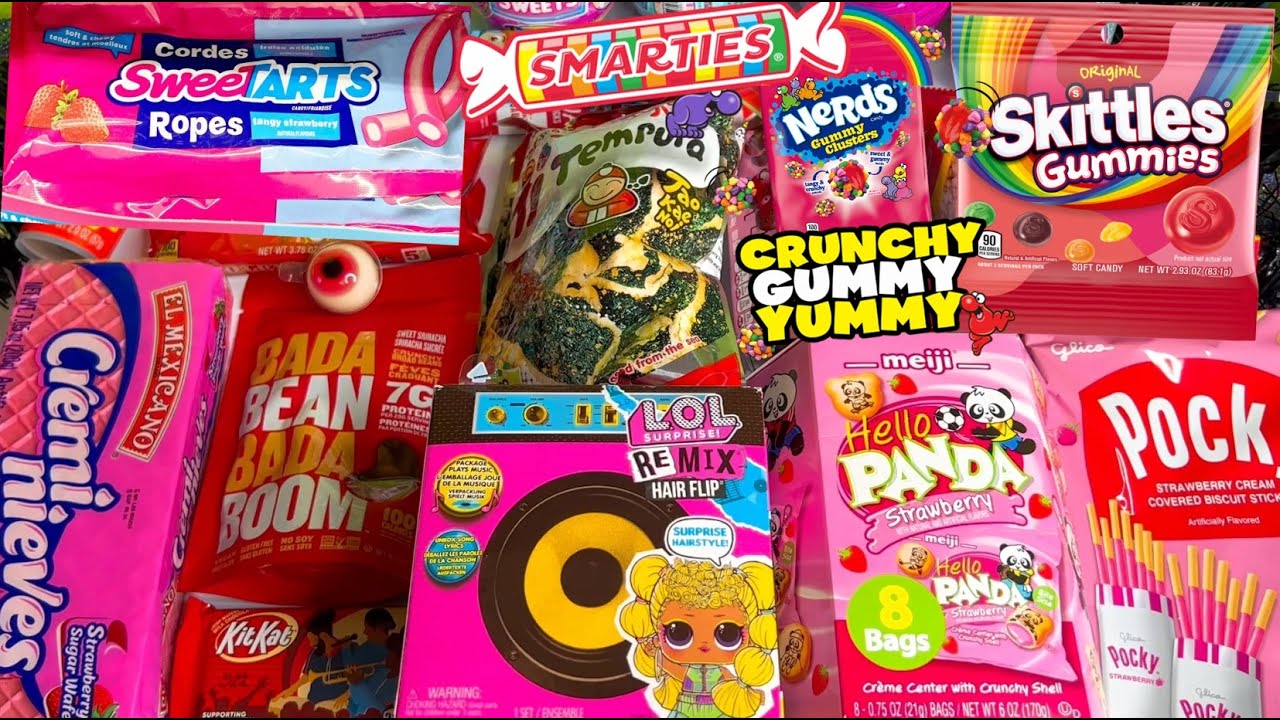 New PINK Candy Snacks Gummy Jelly Eye Ropes Sour Skittles Warheads ...