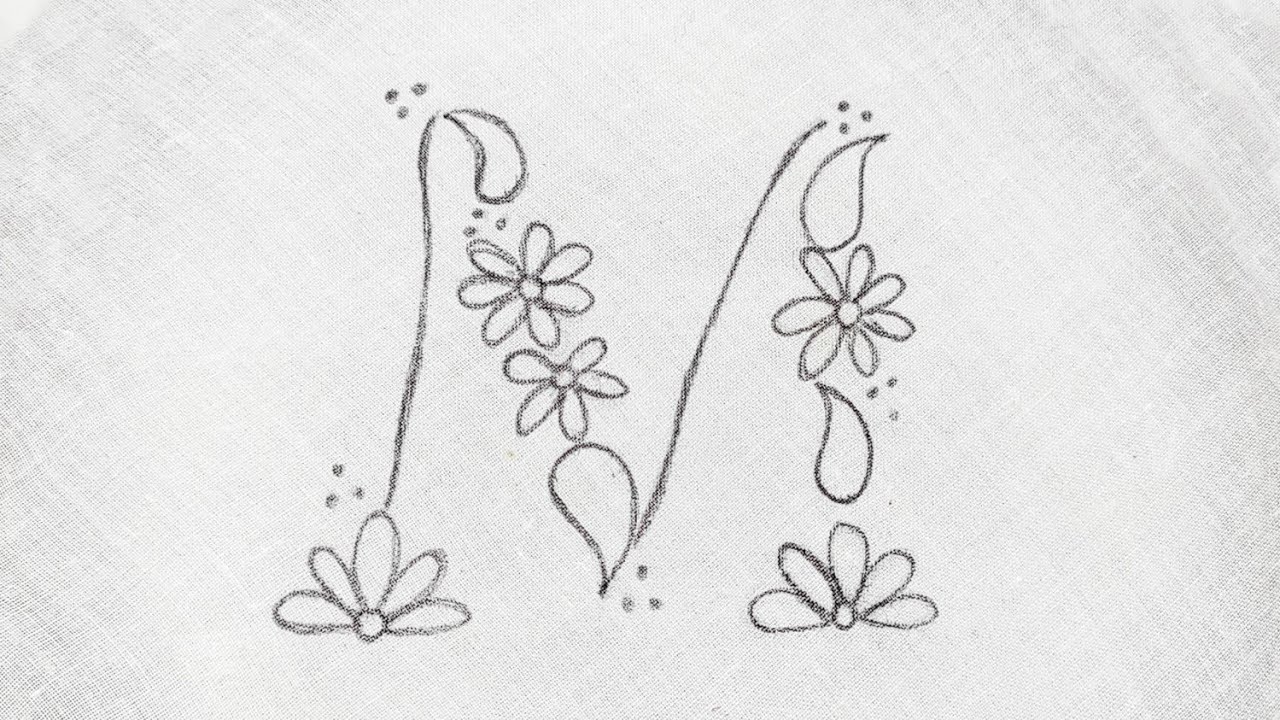 Hand Embroidery Monogram 'M' for Cushions, Pillow Covers & Table Mats ...