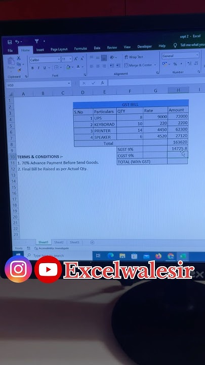 GST Bill Kaise Banaye #excel #excelwalesir #gst #bill #exceltricks #exceltips #training - YouTube