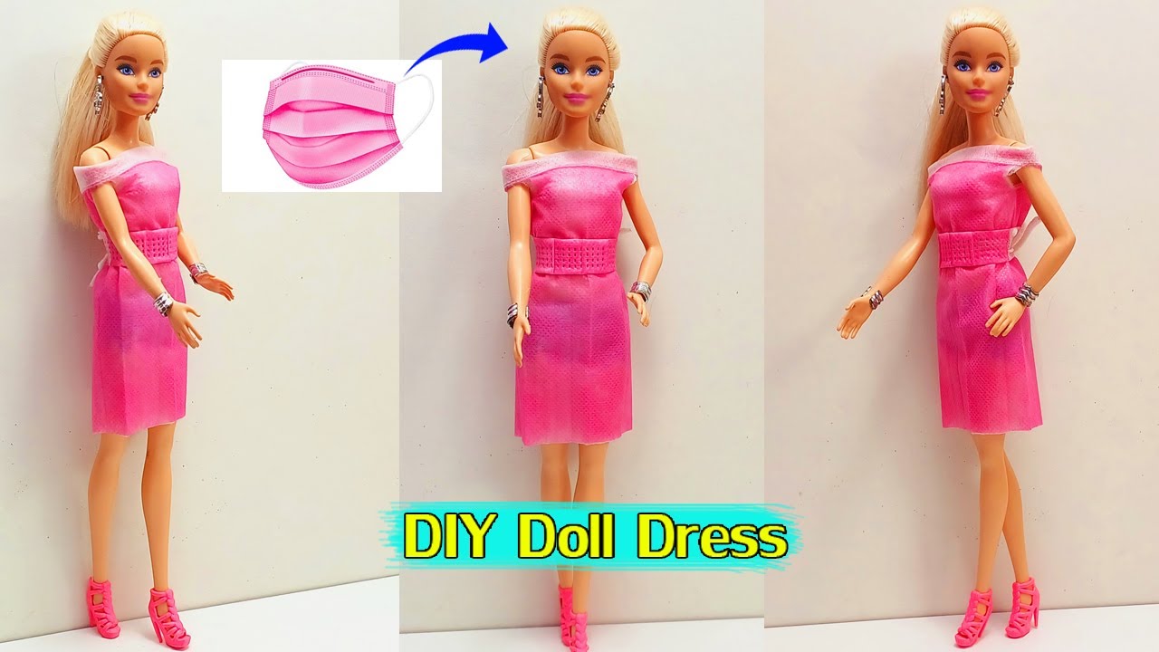 DIY👗 Doll Dress From Mask 😷| Barbie Hacks and Crafts | Waste Disposable ...