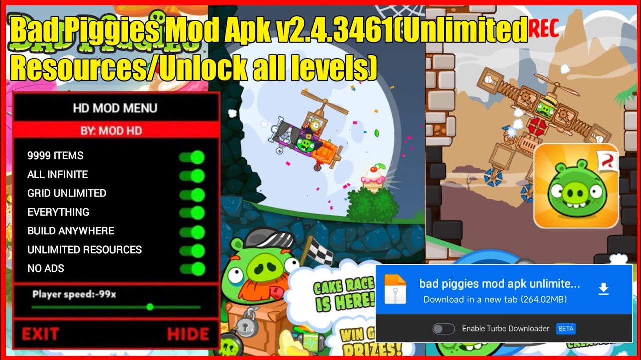 Bad Piggies Mod Apk 9999 Items 2025 Infinite Grid Unlimited Everything Download Build Anywhere ...