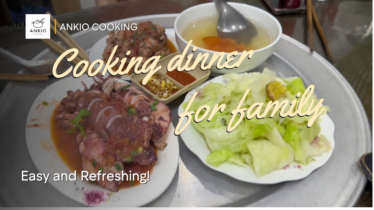 Cooking dinner for family | Stuffed Squid and Boiled Cabbage | ANKIO COOKING - YouTube