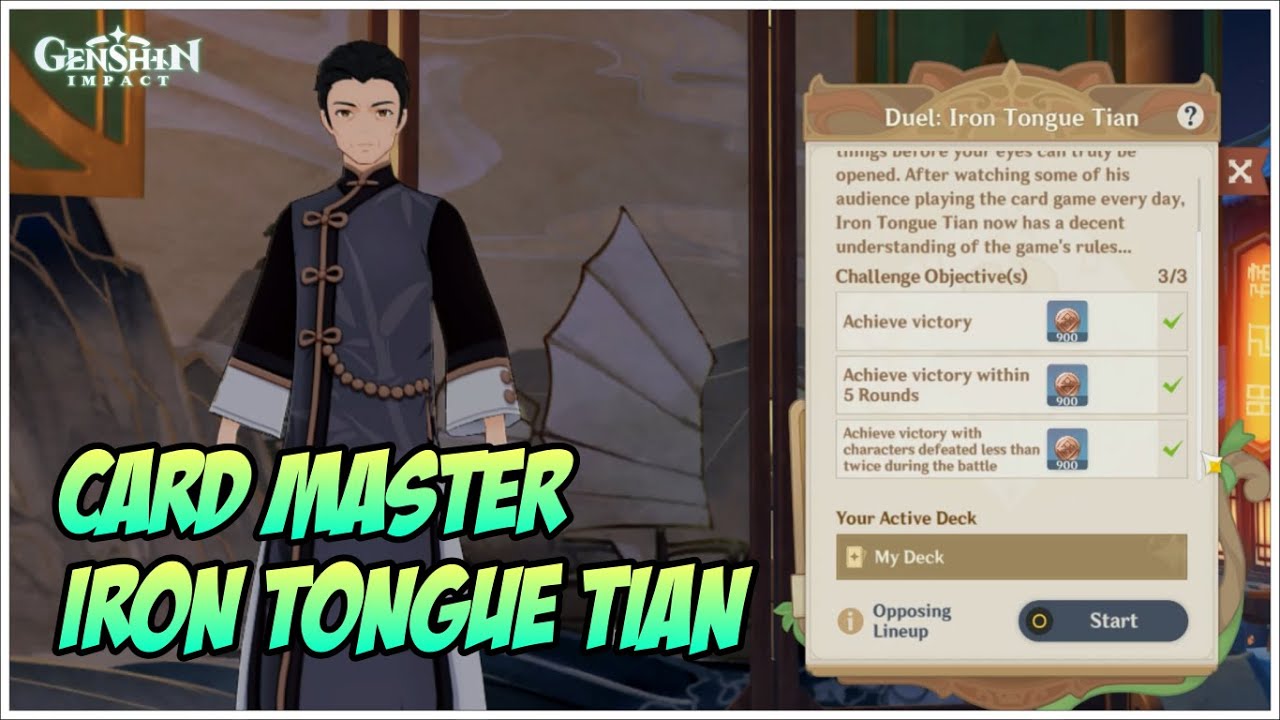 How to Beat Iron Tongue Tian (Duel Mode) at TCG - Genshin Impact - YouTube