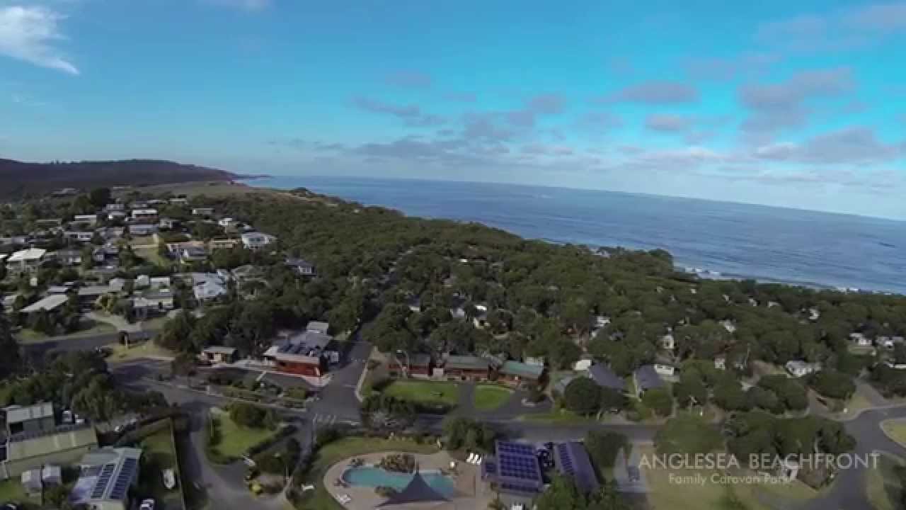 Anglesea Beachfront Holiday Park… 'the park from above' - YouTube