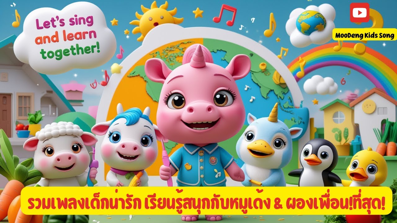7 Cute Bilingual Songs for Kids | เรียนอังกฤษกับหมูเด้ง & ผองเพื่อน ...