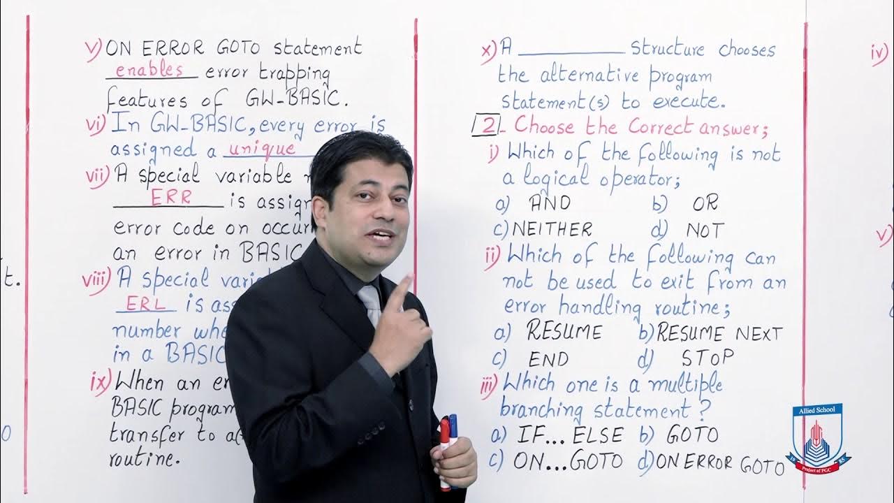 Class 10 - Computer Studies - Chapter 3 - Lecture 9 Exercises: 1 & 2 - Allied Schools - YouTube