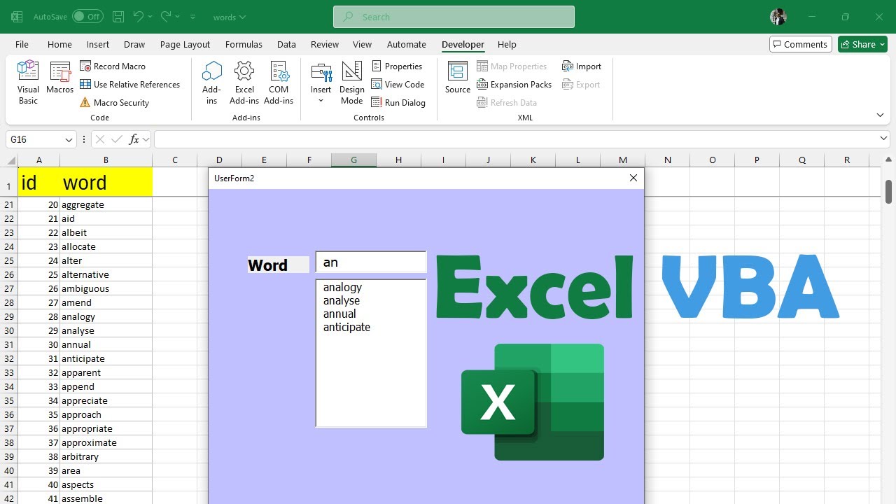 Excel VBA Tutorial: AutoComplete TextBox Like Modern Apps - YouTube