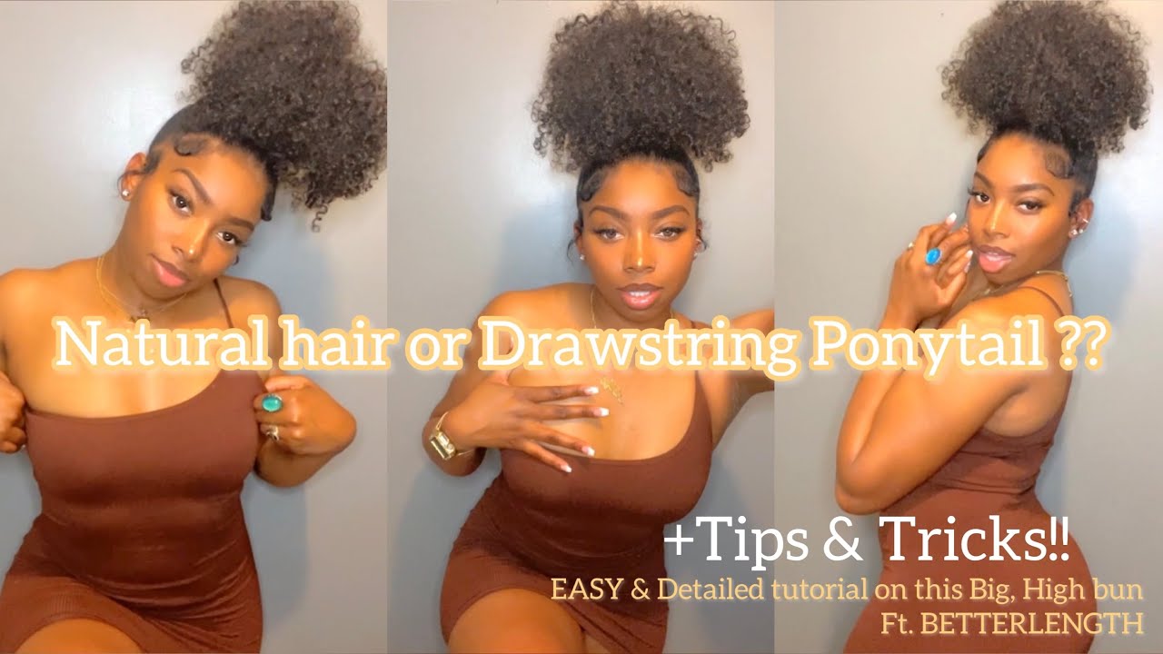 HOW TO: Curly Bun w/ a Drawstring Ponytail VERY DETAILED Ft ...