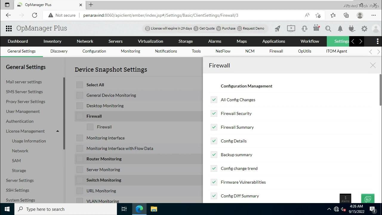 How to Configure Device Snapshot settings o OpManager Plus - YouTube