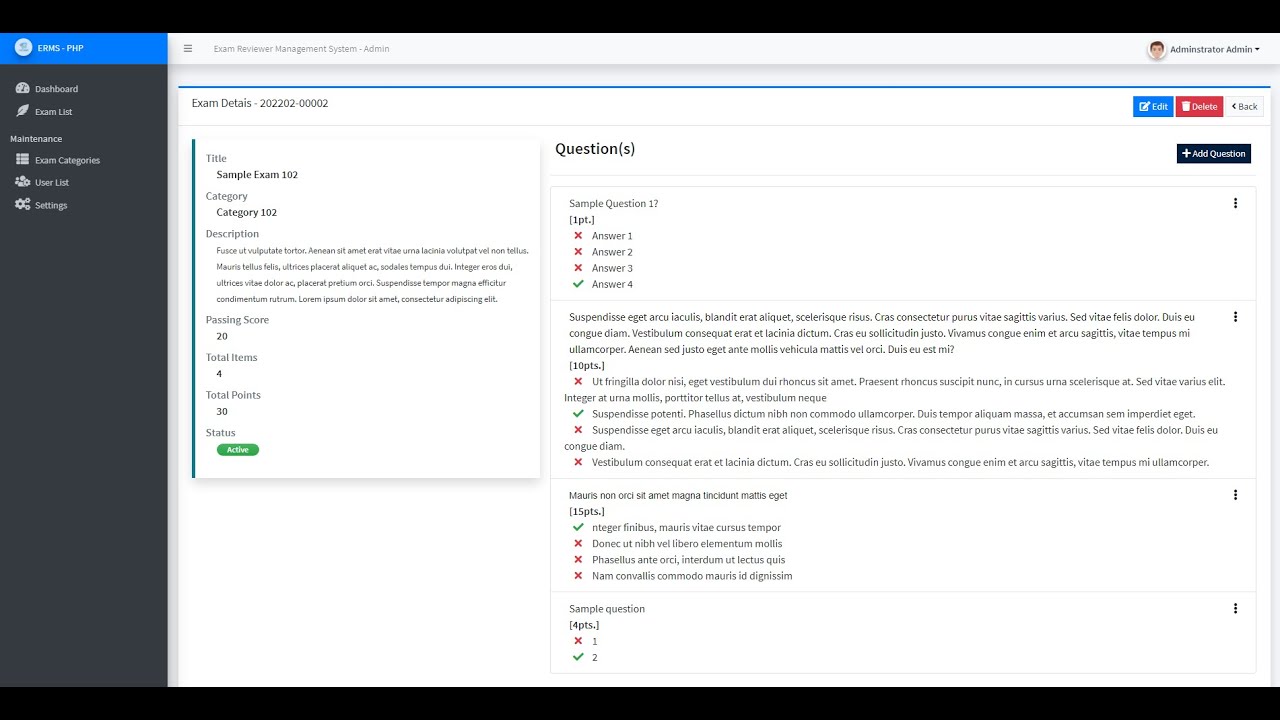 Simple Exam Reviewer Management System in PHP DEMO - YouTube