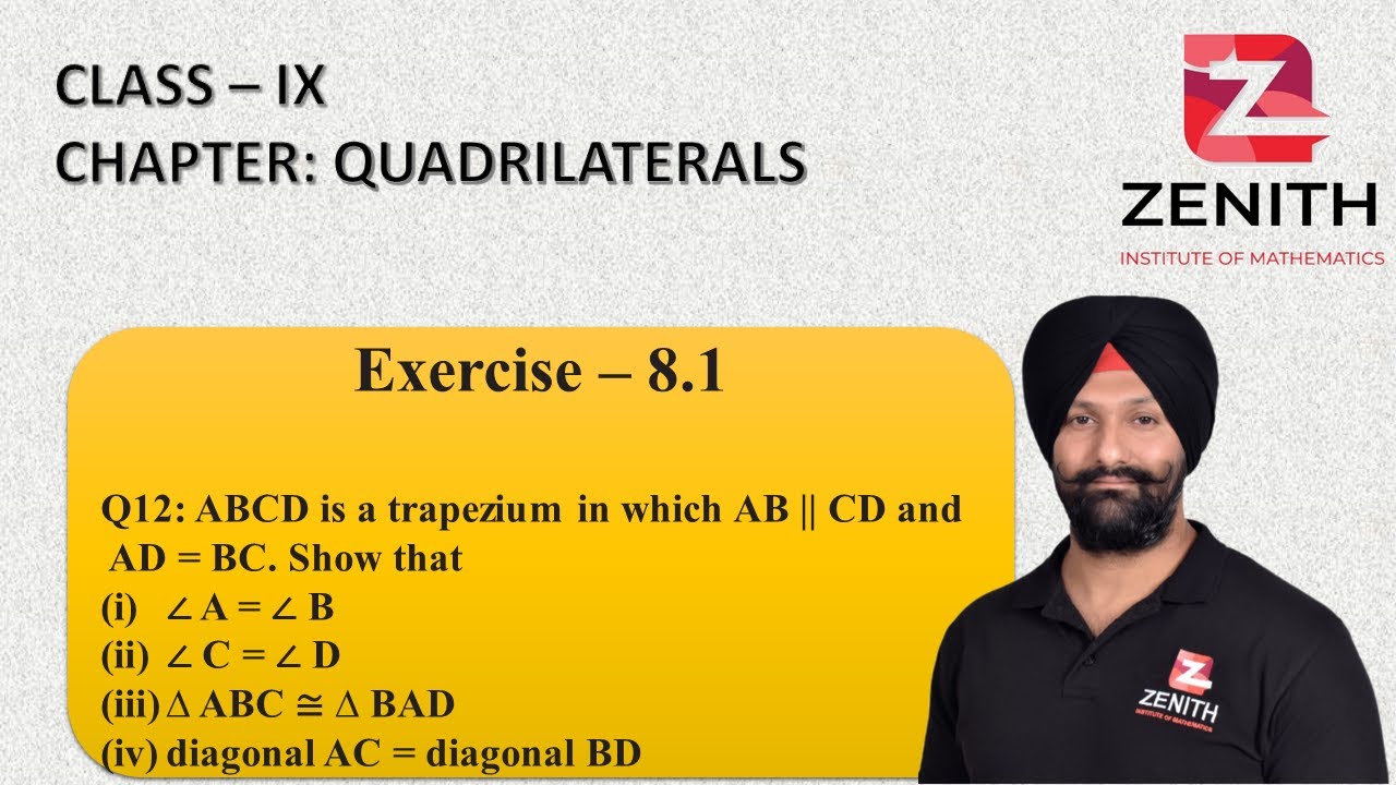 ABCD is a trapezium in which AB || CD and AD = BC. Show that∠ A = ∠ B∠ ...