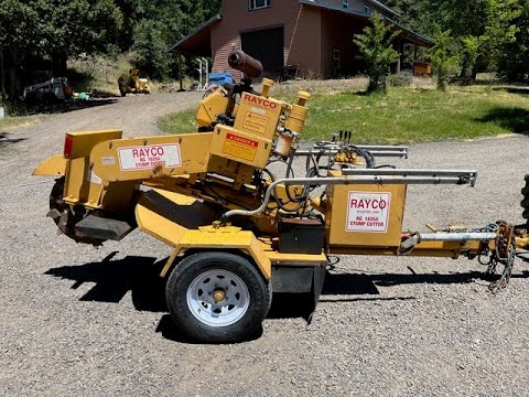 1999 Rayco RG-1635 Tow Behind Stump Grinder final demo - YouTube